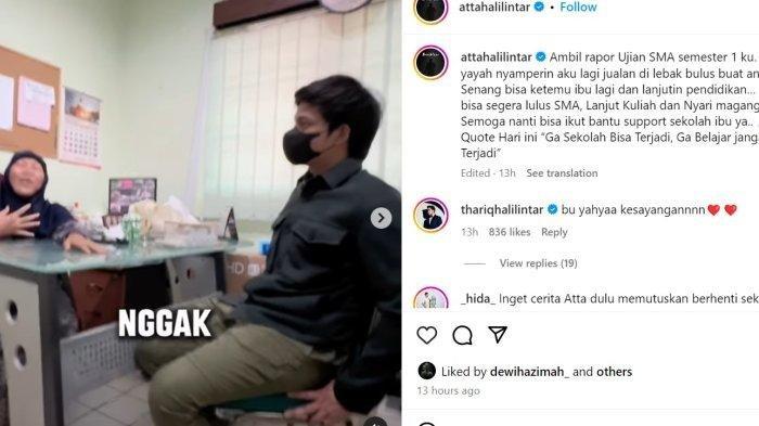 Ambil Rapor SMA, Atta Halilintar Ungkap Sosok Yayah Komariah Ibu Gurunya - Banjarmasinpost.co.id