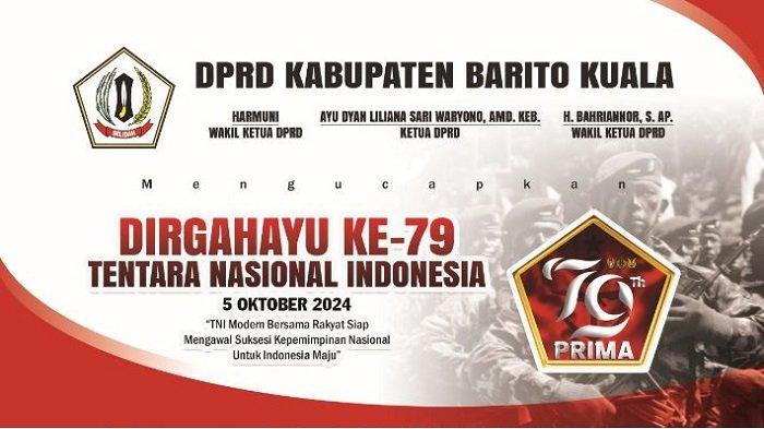 Pimpinan DPRD Batola Ucapkan Dirgahayu ke-79 TNI - Banjarmasinpost.co.id