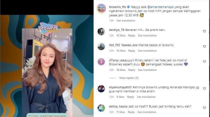 Gantikan Ayu Ting Ting? Amanda Manopo Jadi Host di Brownis Trans TV ...