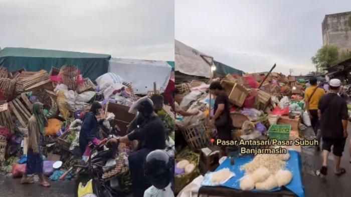 Viral Gunungan Sampah di Pasar Antasari Banjarmasin, Meluber hingga ke Dekat Lapak dan Jalan ...