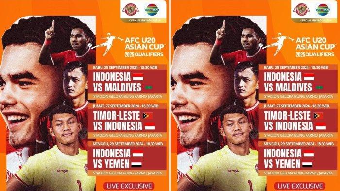Jadwal Jam Siaran Live Indosiar Timnas U20 Indonesia vs Maladewa hingga Yaman, ini Skuad IS ...