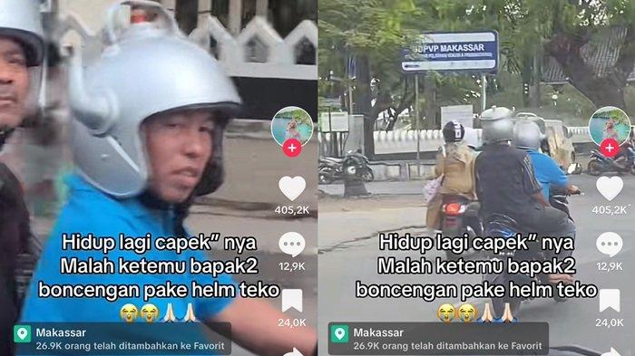 Viral Bapak-bapak di Makassar Jadi Pusat Perhatian Saat Kemudikan Motor, Bentuk Helm Tak Lazim ...