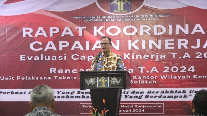 Kanwil Kemenkumhan Kalsel Gelar Rakor Evaluasi Capaian Kinerja TA 2023 dan Renja TA 2024 ...