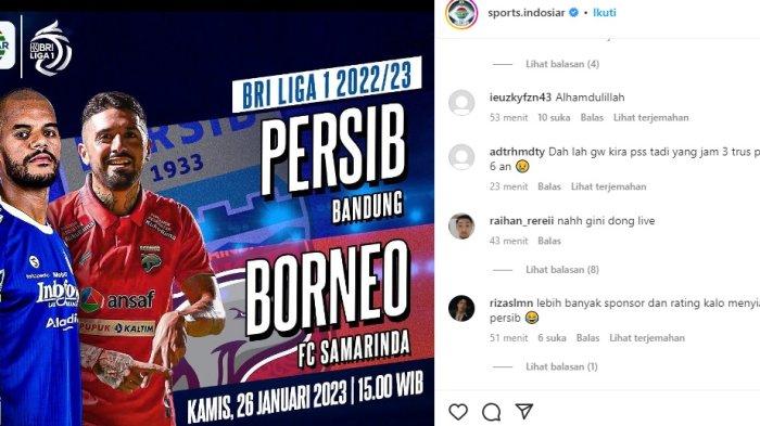 Link TV Online Indosiar Streaming Bola Persib vs Borneo FC, Siaran Live Liga 1 Hari Ini 15.30 ...