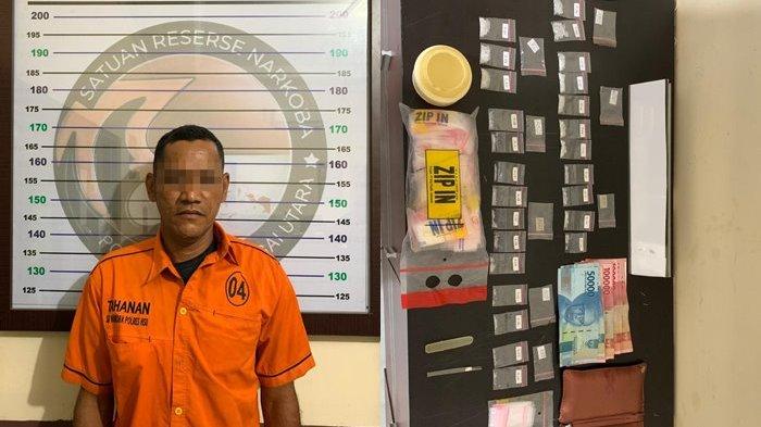 Gerebek Rumah Pengedar di Desa Paminggir Seberang, Satresnarkoba Polres HSU Amankan 25 Paket ...