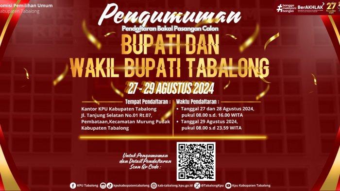 Pengumuman Pendaftaran Bakal Pasangan Calon Bupati dan Wakil Bupati Tabalong dari KPU ...