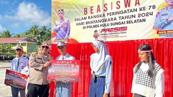 Tak Hanya Tanam Pohon, Polres HSS Juga Serahkan Beasiswa Hingga Bantu ...