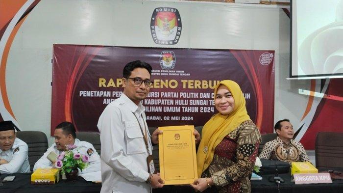 KPU Tetapkan Kursi Parpol dan Caleg DPRD HST Terpilih, Demokrat dan Tajuddin Raih Suara ...