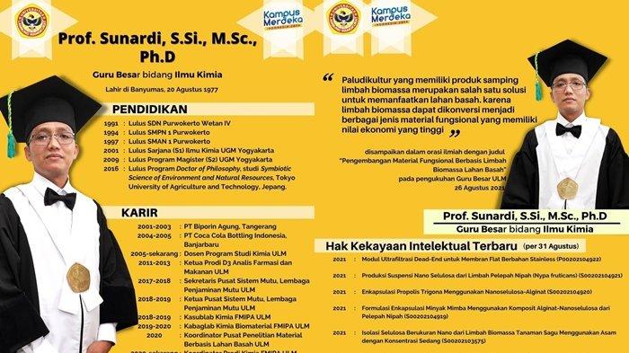 Kalselpedia : Profil Singkat Prof Sunardi Guru Besar Bidang Ilmu Kimia ULM - Banjarmasinpost.co.id