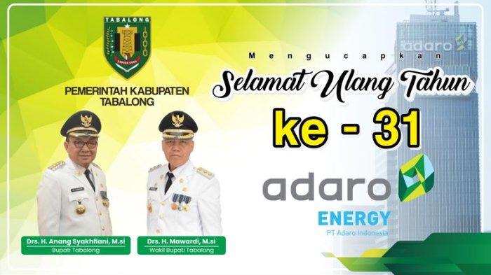 HUT ke-31 PT Adaro Energy Indonesia, Pemkab Tabalong Sampaikan Ucapan ...