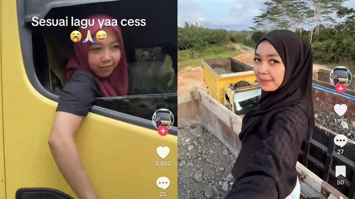 Sosok Viral Acil Bungas Sopir Truk Cantik Asal Balikpapan, Kemahirannya tak Kalah dari Pria ...