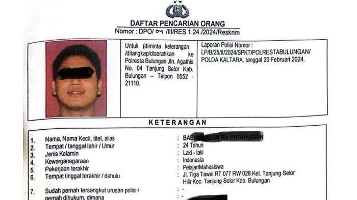 Posisi DPO Kasus Politik Uang di Bulungan, Polresta Bulungan: Berharap ...