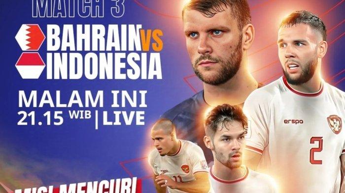 LINK Streaming RCTI Bahrain vs Timnas Indonesia Kualifikasi Piala Dunia 2026 - Tribunmataraman.com