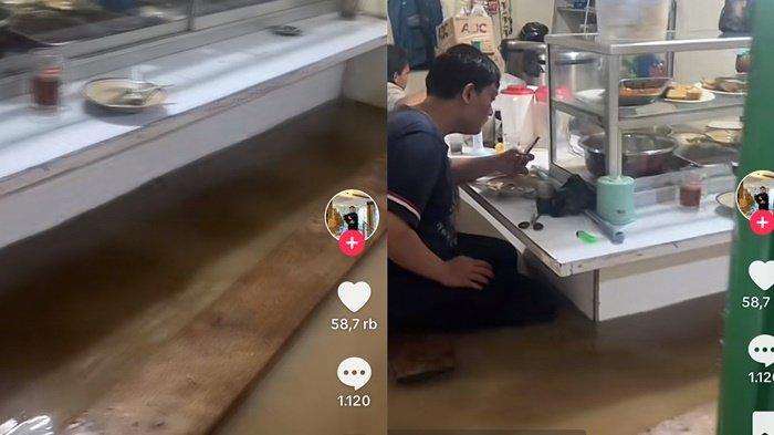 Viral Warteg di Bandung Tetap Jualan Meski Dikepung Banjir, Sing Penting Mangan ...