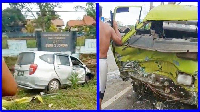 Pikap-Minibus Tabrakan di Depan SMPN 2 Jorong Kabupaten Tanah Laut Kalsel, Dua Orang Terluka ...