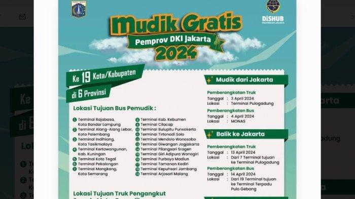 Link dan Cara Pendaftaran Mudik Gratis Pemprov DKI Jakarta 2024, Ada 19 Kota Tujuan ...
