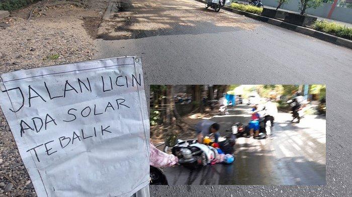 Solar Tumpah di Jalan Panglima Batur Banjarbaru, Sejumlah Pengendara Kendaraan Roda 2 Terjatuh ...