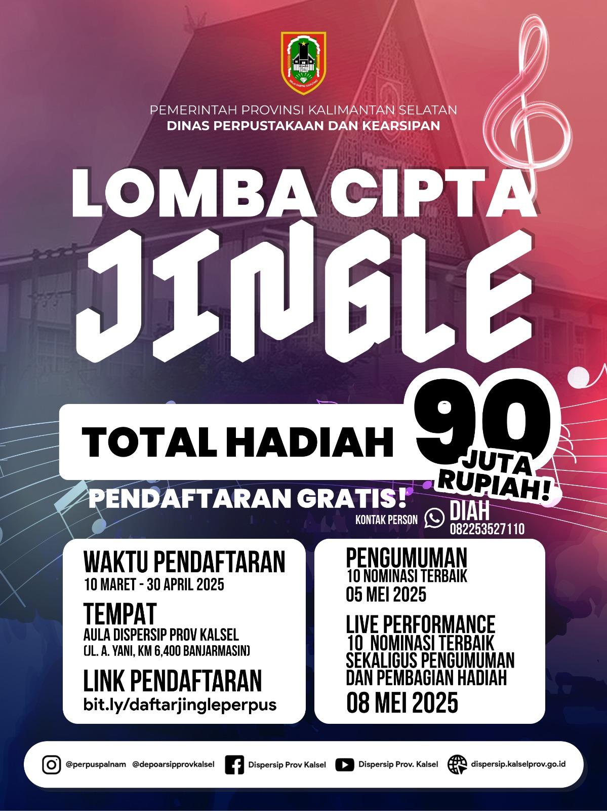 Lomba Cipta Jingle Berhadiah Total Rp 90 Juta, Dispersip Kalsel Ajak ...