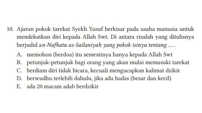 Kunci Jawaban PAI Kelas 11, Ajaran Pokok Tarekat Syekh Yusuf Berkisar ...