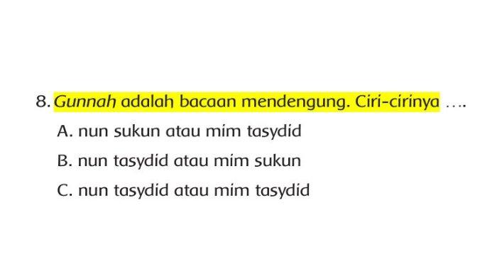 Kunci Jawaban PAI Kelas 2 Halaman 168, Gunnah adalah Bacaan Mendengung ...