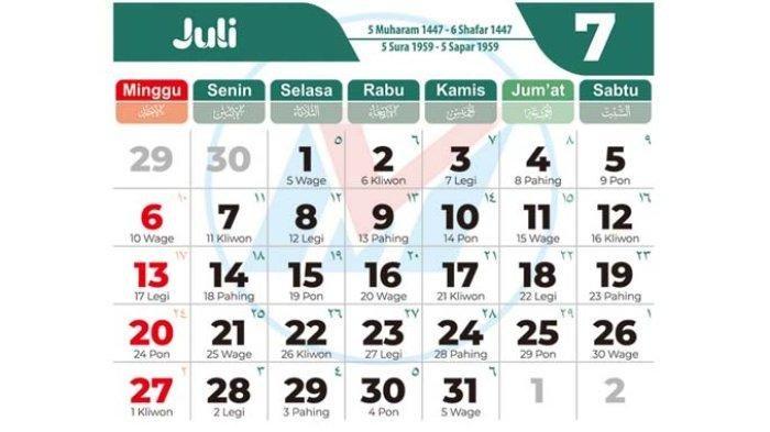 Kalender Juli 2025: Tanggal Merah, Libur Nasional, Hari Besar Nasional, dan Peringatan ...