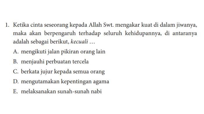 KUNCI JAWABAN PAI Kelas 10 Kurikulum Merdeka, Ketika Cinta Seseorang ...