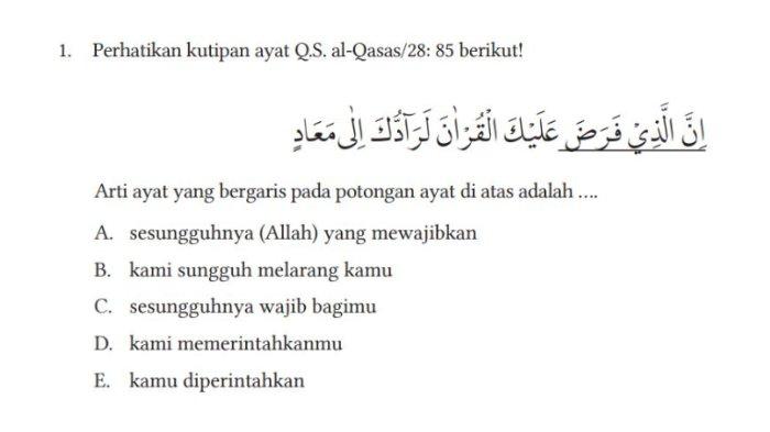 KUNCI JAWABAN PAI Kelas 12 Kurikulum Merdeka, Perhatikan Kutipan Ayat QS Al-Qasas/28: 85 Berikut ...