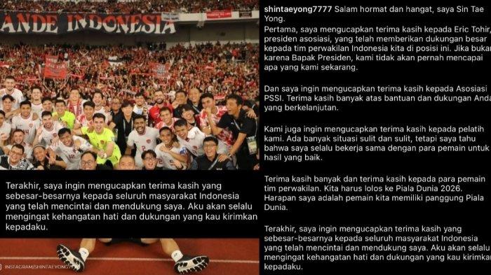 Shin Tae-yong Akhirnya Buka Suara Usia Dipecat, Tulis Ungkapan Terima Kasih ke PSSI-Rakyat ...