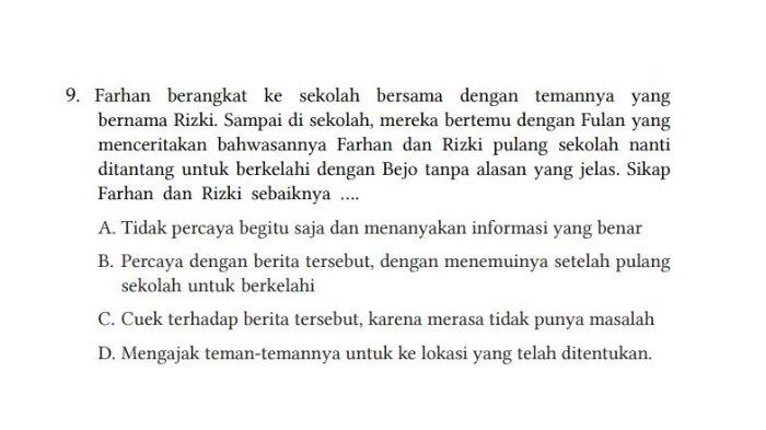 KUNCI JAWABAN PAI Kelas 7 Kurikulum Merdeka Halaman 192, Sikap Farhan dan Rizki Sebaiknya ...