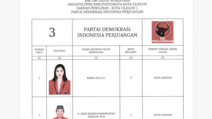 DCS Caleg DPRD Kota Cilegon dari PDIP di Pemilu 2024 - Tribunbanten.com