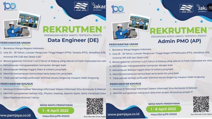 Lowongan Kerja PAM Jaya Jakarta untuk Lulusan S1, Tersedia Banyak Posisi Dibuka Hingga 8 April ...