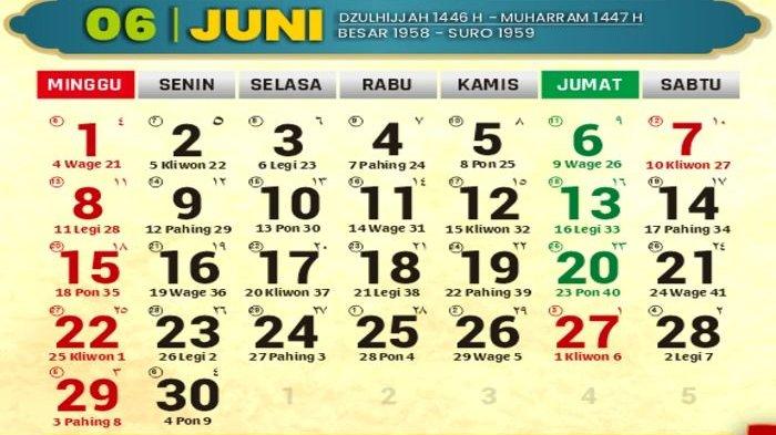 Daftar Tanggal Merah Juni 2025, Ada Libur Akhir Pekan hingga Long Weekend - Tribunbanyumas.com