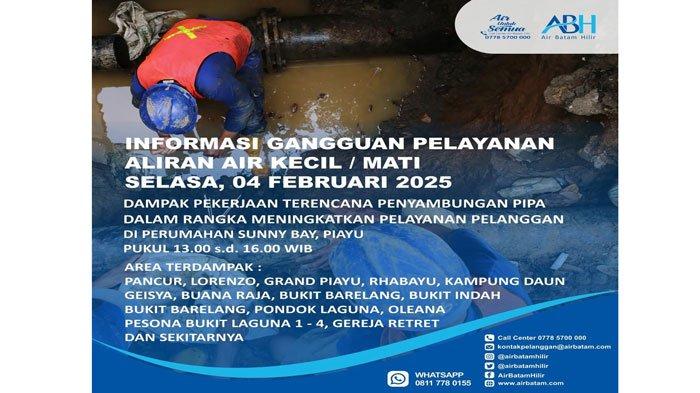 Gangguan Air Bersih di Batam Hari Ini Sasar Warga Sei Beduk, Berikut Lokasi Terdampak ...