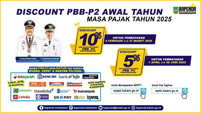 Bapenda Batam Beri Diskon PBB-P2 hingga 10 Persen, Ini Ketentuan untuk ...