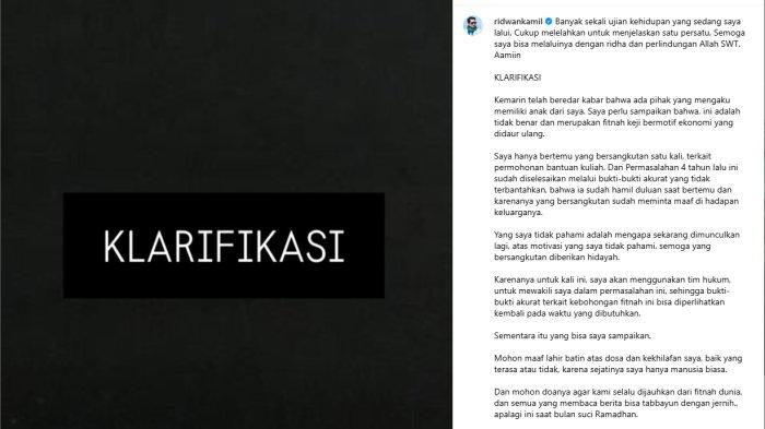 Ridwan Kamil Bantah Selingkuh dan Punya Anak, Doakan Lisa Mariana Dapat Hidayah - Tribunbatam.id