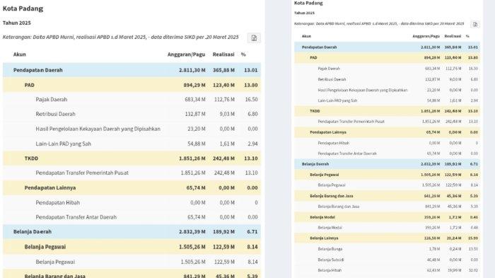 Daftar Lengkap APBD 2025 Untuk Kota se-Sumatera Barat, Padang 2,8 Triliun - Tribunbatam.id