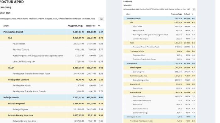 Daftar Lengkap APBD 2025 Kabupaten/Kota se-Provinsi Lampung, Bandar Lampung Terbesar Kedua ...