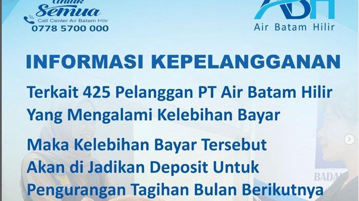 Air Batam Hilir Umumkan Kelebihan Bayar 424 Pelanggan, Ungkap Nasib ...