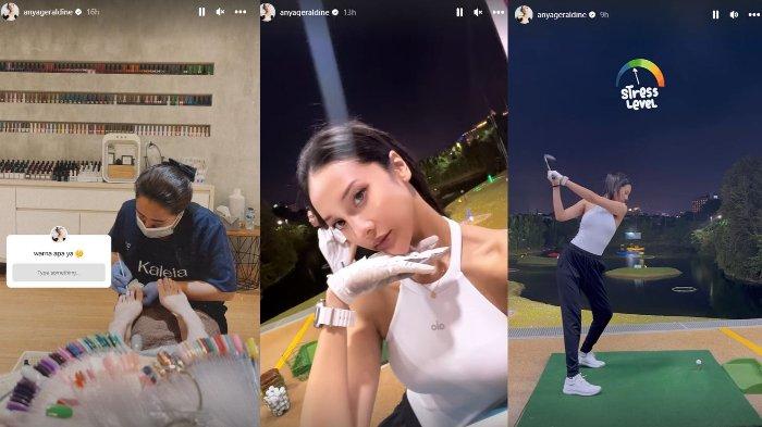 Anya Geraldine Olahraga Golf di Malam Hari Usai Warnai Kuku Kaki - Tribunbatam.id