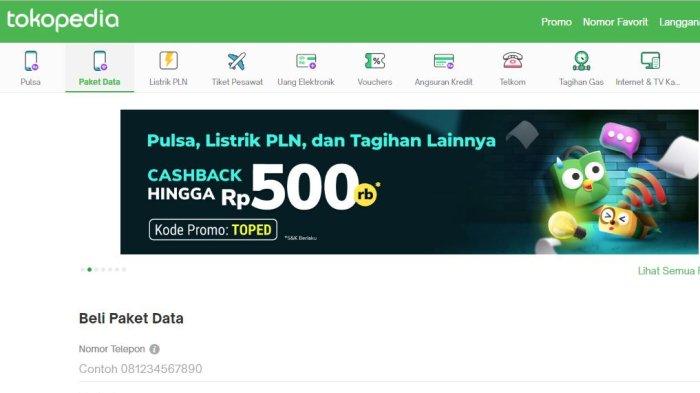 Cara Beli Paket Data Internet Lewat Shopee dan Tokopedia Bayar Secara Online - Tribunbatam.id