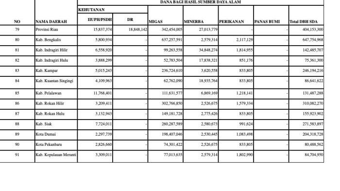 Daftar Daerah Paling Kaya di Provinsi Riau dari DBH Sumber Daya Alam ...