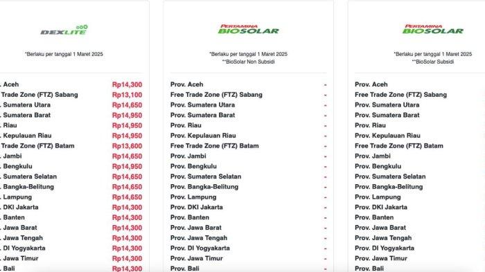 Daftar Harga BBM Pertamina di Kabupaten/Kota di Sumatera Selatan, Cek Masing-masih Daerah ...