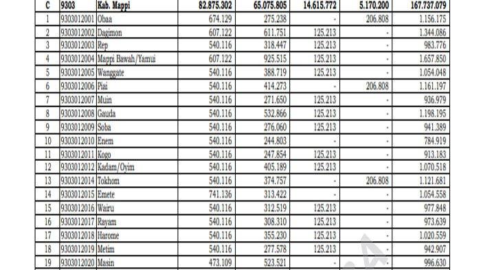 Daftar Lengkap Transfer Dana Desa 2025 Kabupaten Mappi Papua Selatan Rp 167 Miliar - Tribunbatam.id