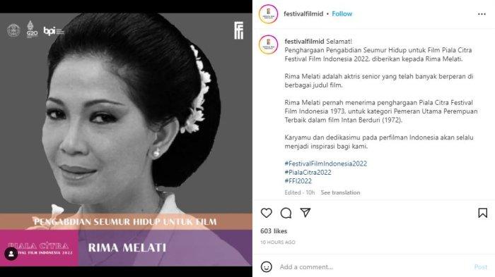 Daftar Pemenang FFI 2022, Penghargaan Pengabdian Seumur Hidup Diberikan pada Rima Melati ...
