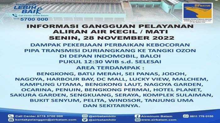 INI Penyebab Suplai Air SPAM Batam ke Bengkong hingga Nagoya Mati Total - Tribunbatam.id