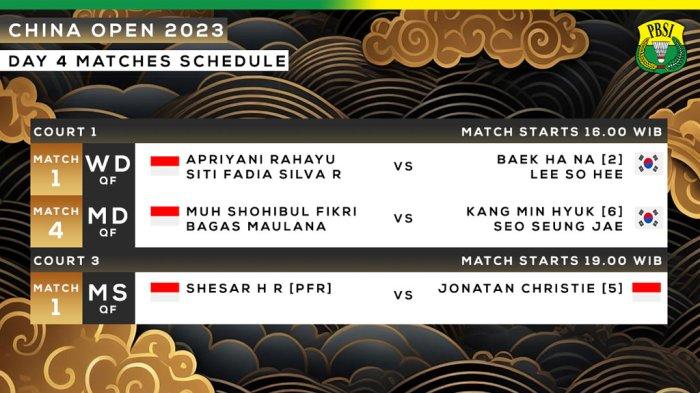 Live Streaming China Open 2023, Fikri/Bagas vs Juara Dunia 2023, Shesar vs Jojo - Tribunbatam.id