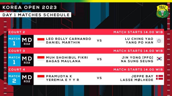 Live Streaming Korea Open 2023 Hari Ini Leo/Daniel, Fikri/Bagas, Pramudya/Yeremia Main ...