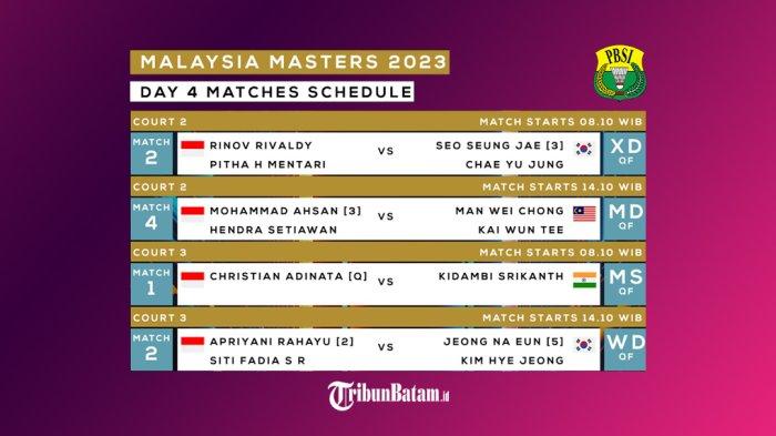 Live Streaming Malaysia Masters 2023 Hari Ini, Enam Wakil Indonesia di Semua Nomor - Tribunbatam.id