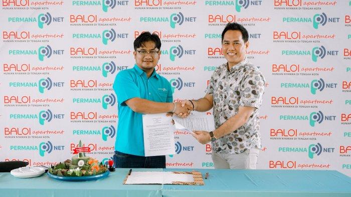 Penandatanganan Kerjasama Layanan PermanaNet dengan Baloi Apartment - Tribunbatam.id
