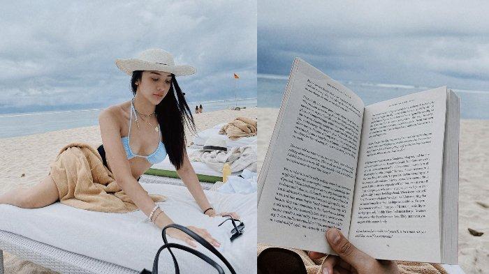 Anya Geraldine Bagikan Potret Baca Buku Sambil Berjemur di Pinggir Pantai - Tribunbatam.id